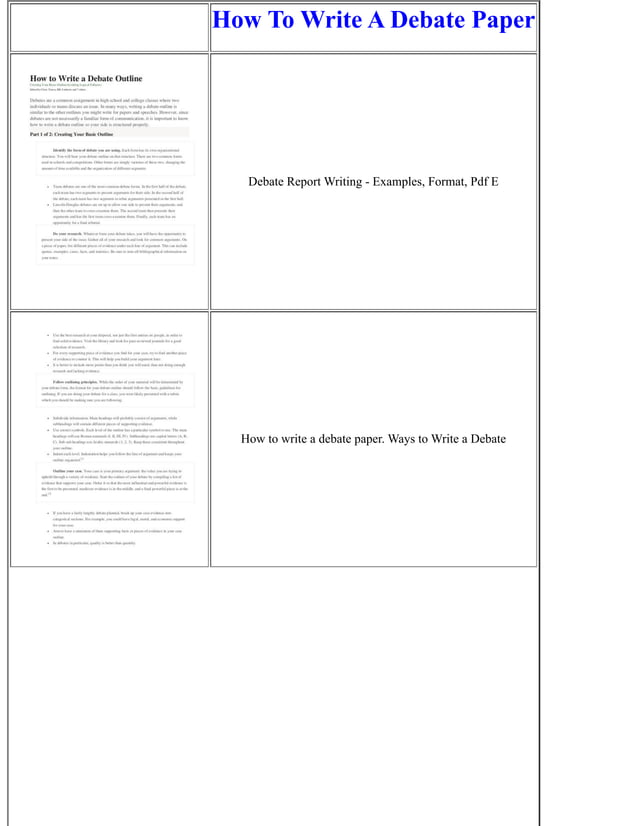 How To Write A Debate Paper | PDF