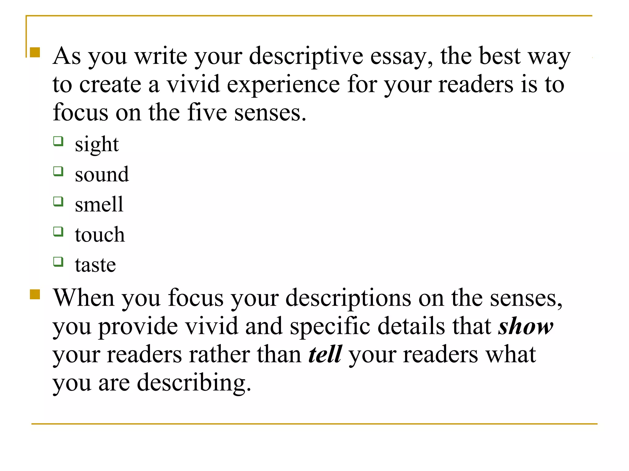 How to write a descriptive essay | PPTX