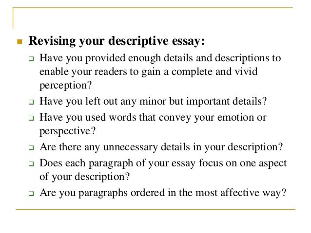Steps To Write Descriptive Essay