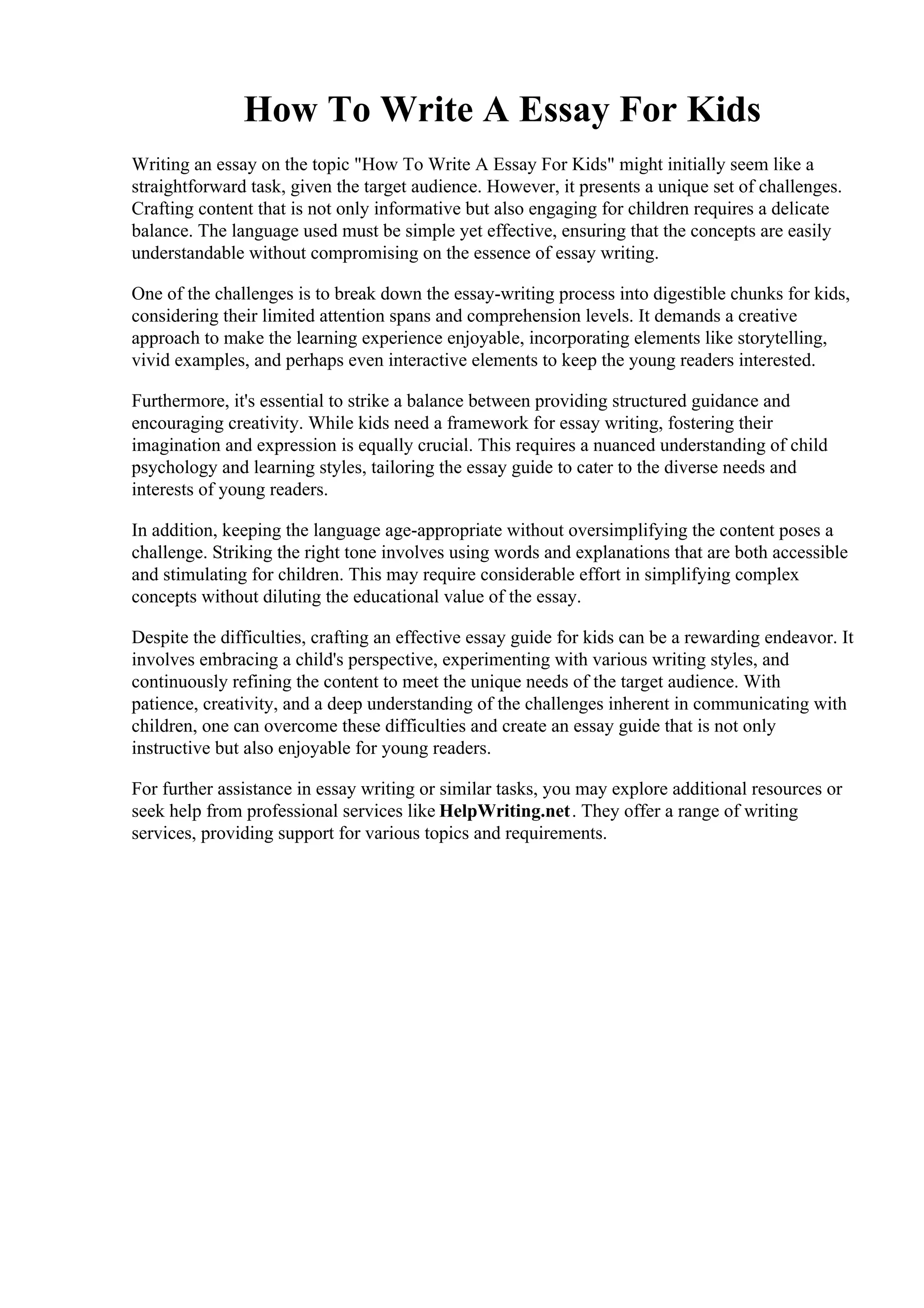 How To Write A Essay For Kids. Teaching Kids How to Write Essays: 5 ...