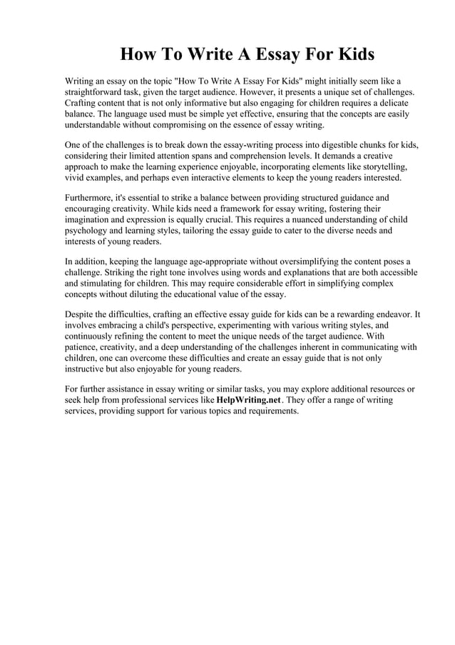 How To Write A Essay For Kids. Teaching Kids How to Write Essays: 5 ...