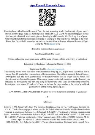 Formal Research Paper Apa Format