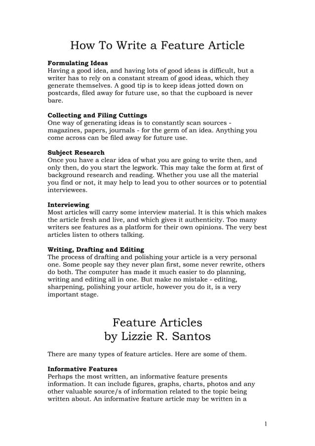How to Write a Feature Article | PDF