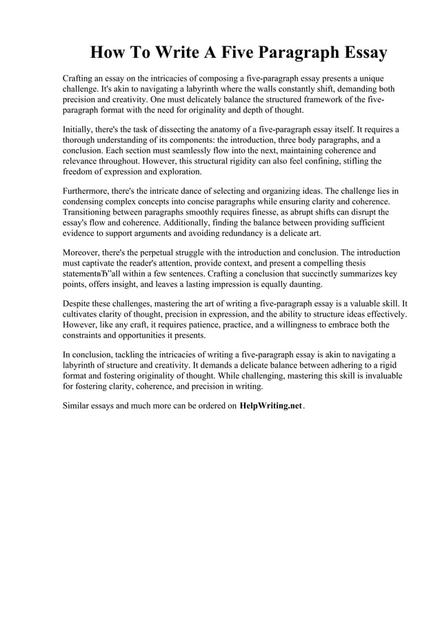 How To Write A Five Paragraph Essay. 16 Best Images of Five Paragraph ...