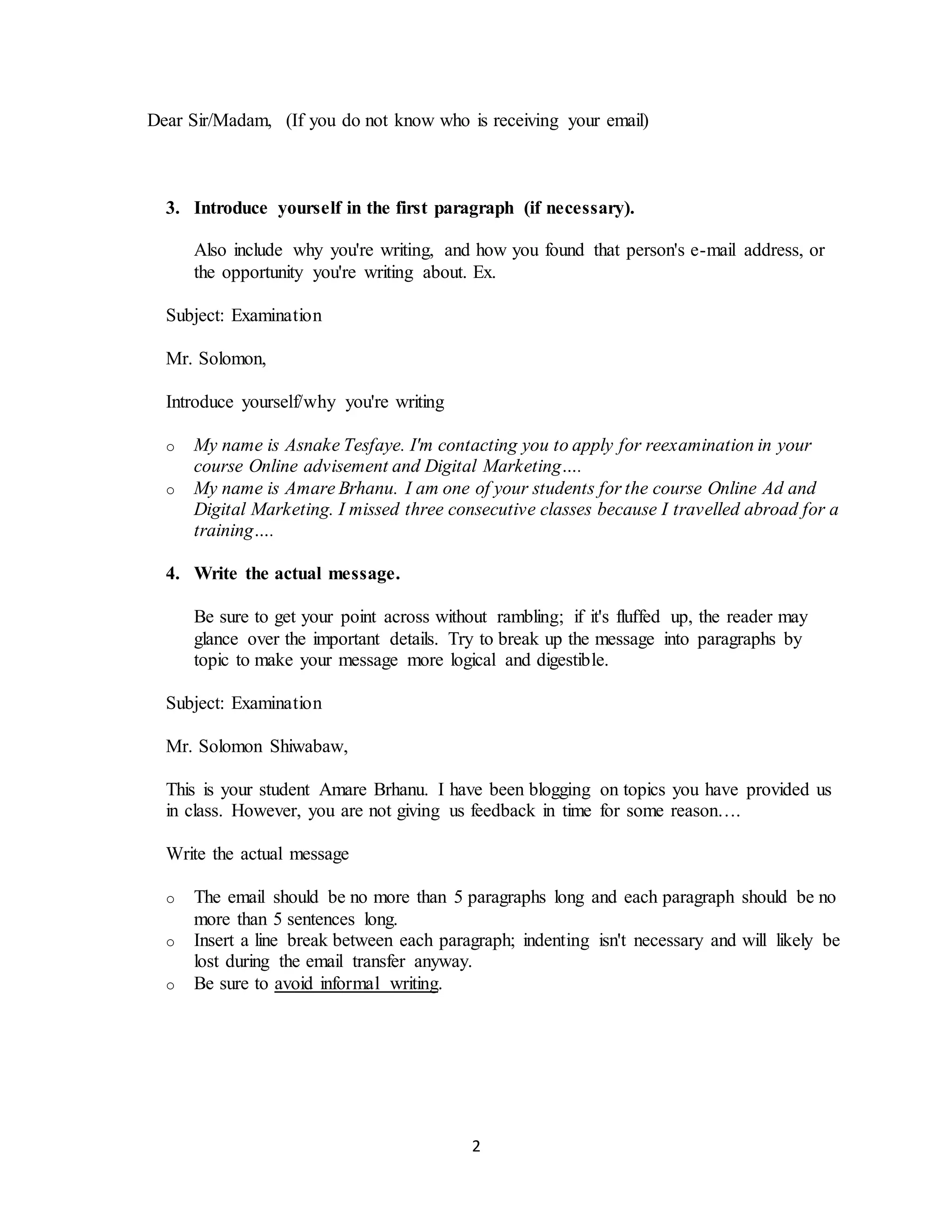 How to write a formal email | DOCX