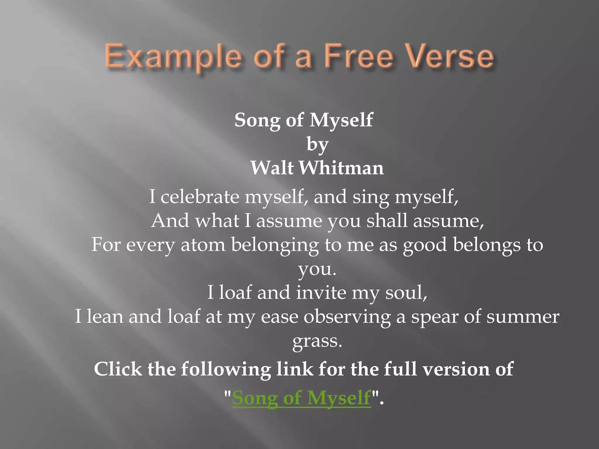 How to write a free verse | PPTX