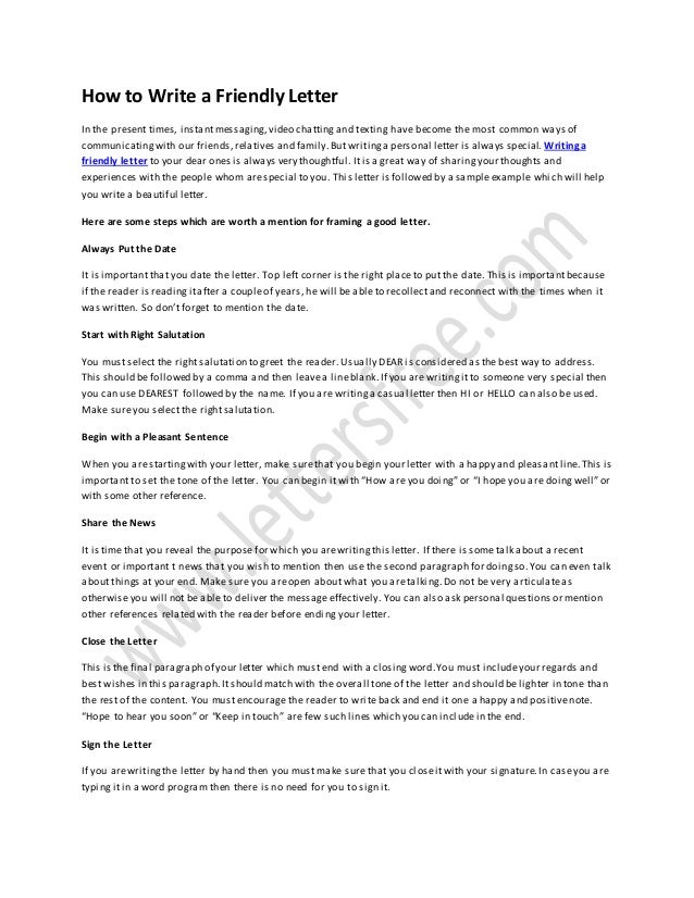 How to Write a Friendly Letter