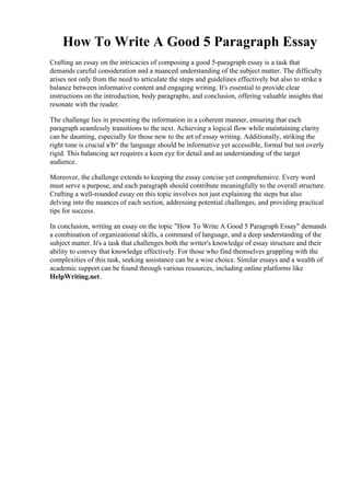 How To Write A Good 5 Paragraph Essay.pdf