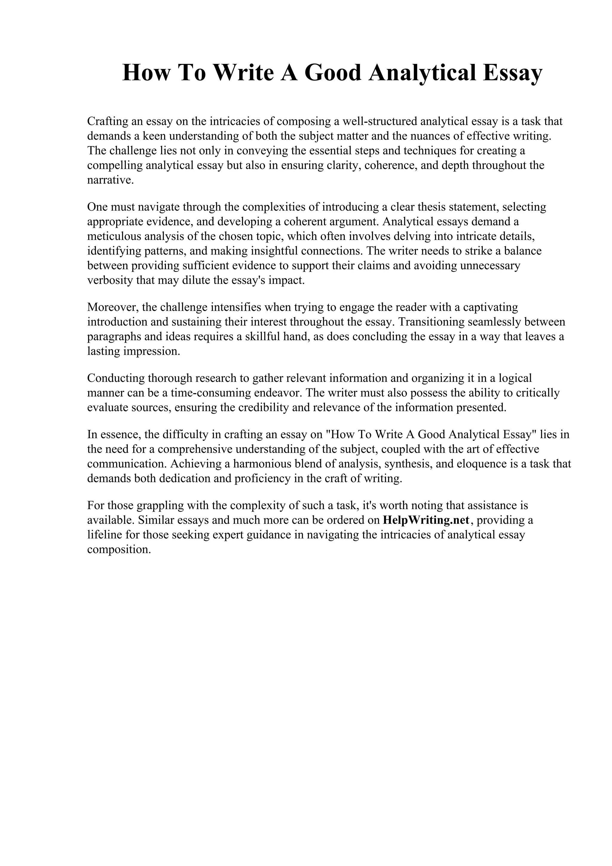 How To Write A Good Analytical Essay.pdf | Education