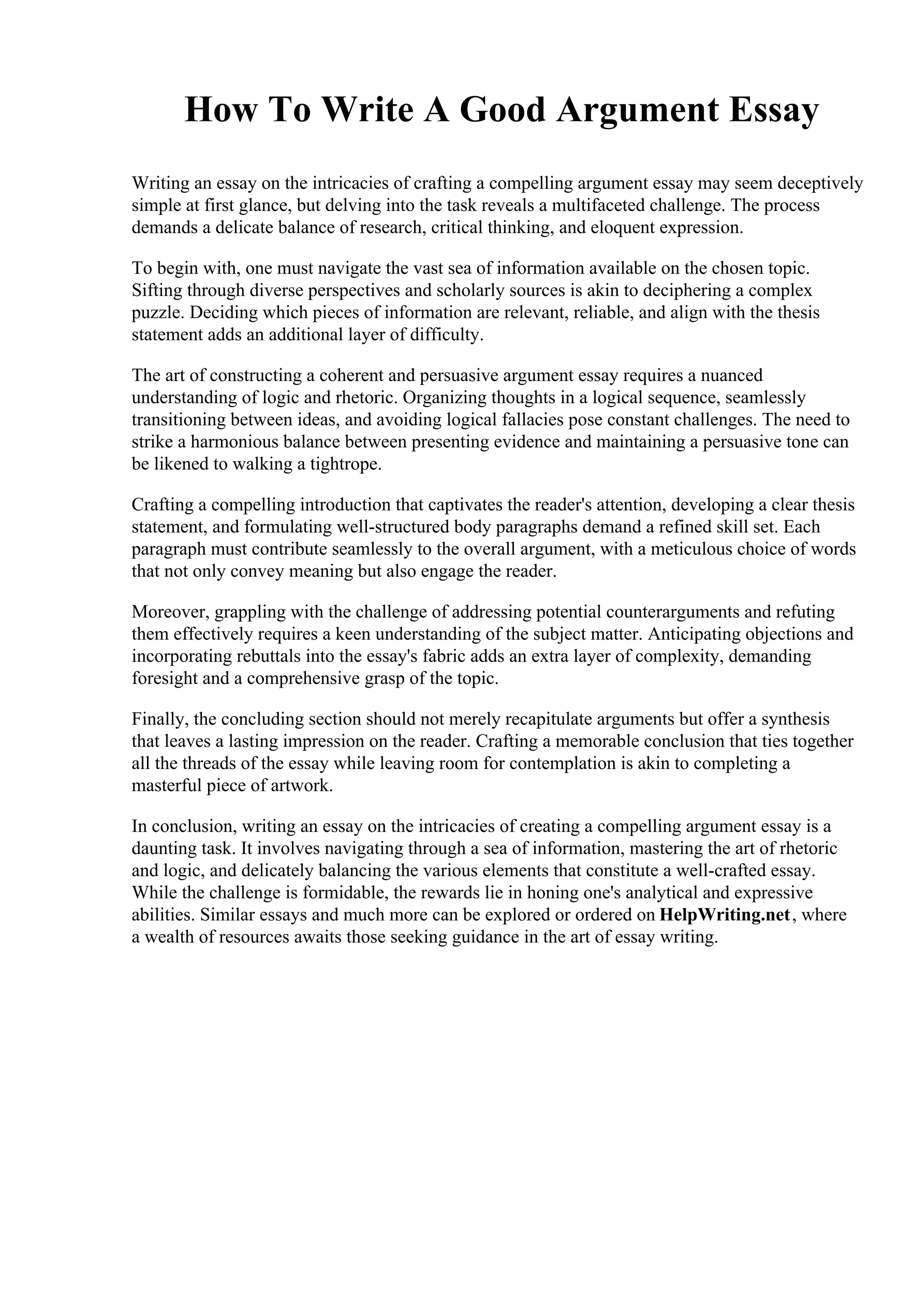 How To Write A Good Argument Essay.pdf