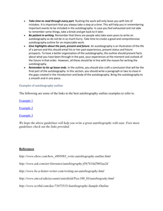 How to write a good autobiography outline | PDF