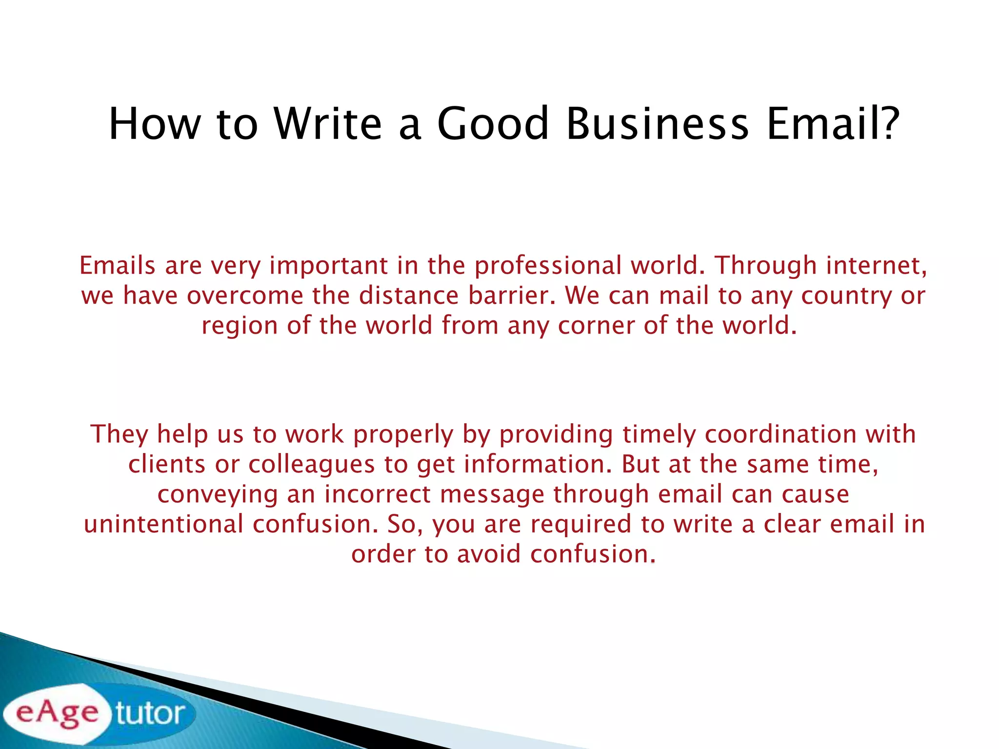 How to write a good business email | PPTX | Email | Internet
