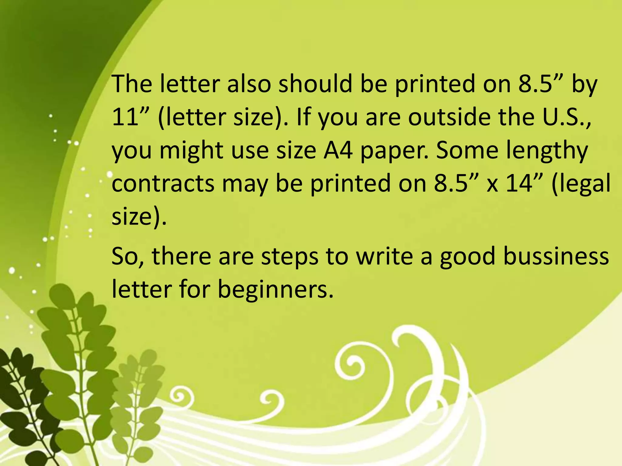 How to write a good bussiness letter for beginners | PPTX