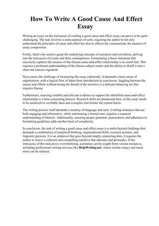 How To Write A Good Cause And Effect Essay.pdf