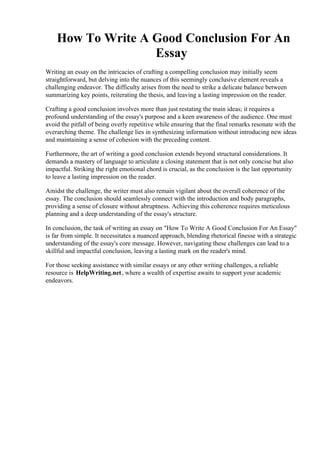 How To Write A Good Conclusion For An Essay | PDF