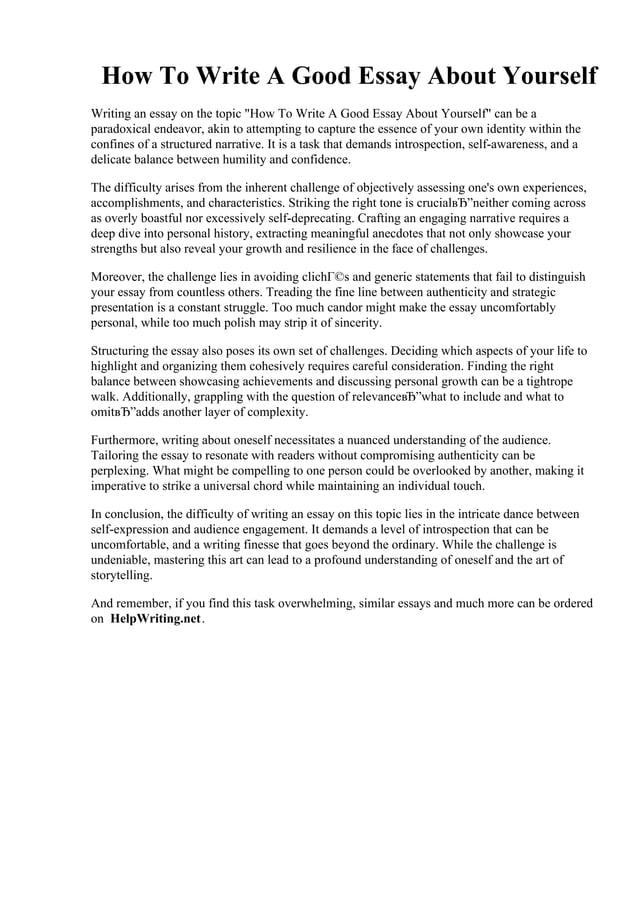 How To Write A Good Essay About Yourself | PDF