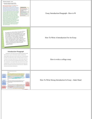 How To Write A Good Introduction To An Essay | PDF
