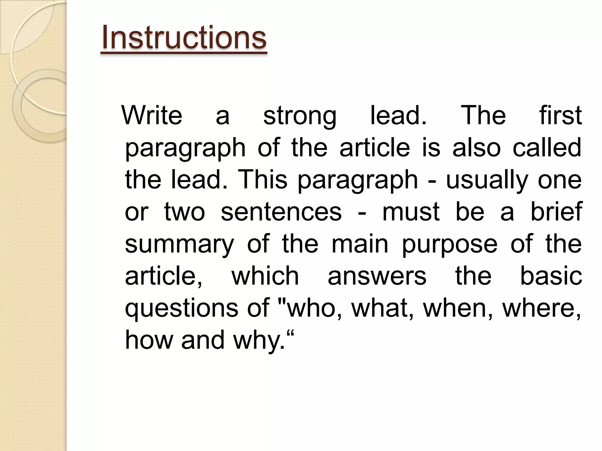 How to write a good newspaper article | PPTX