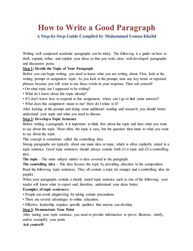How to write a good paragraph | PDF