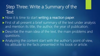 How to write a good reaction paper | PPTX
