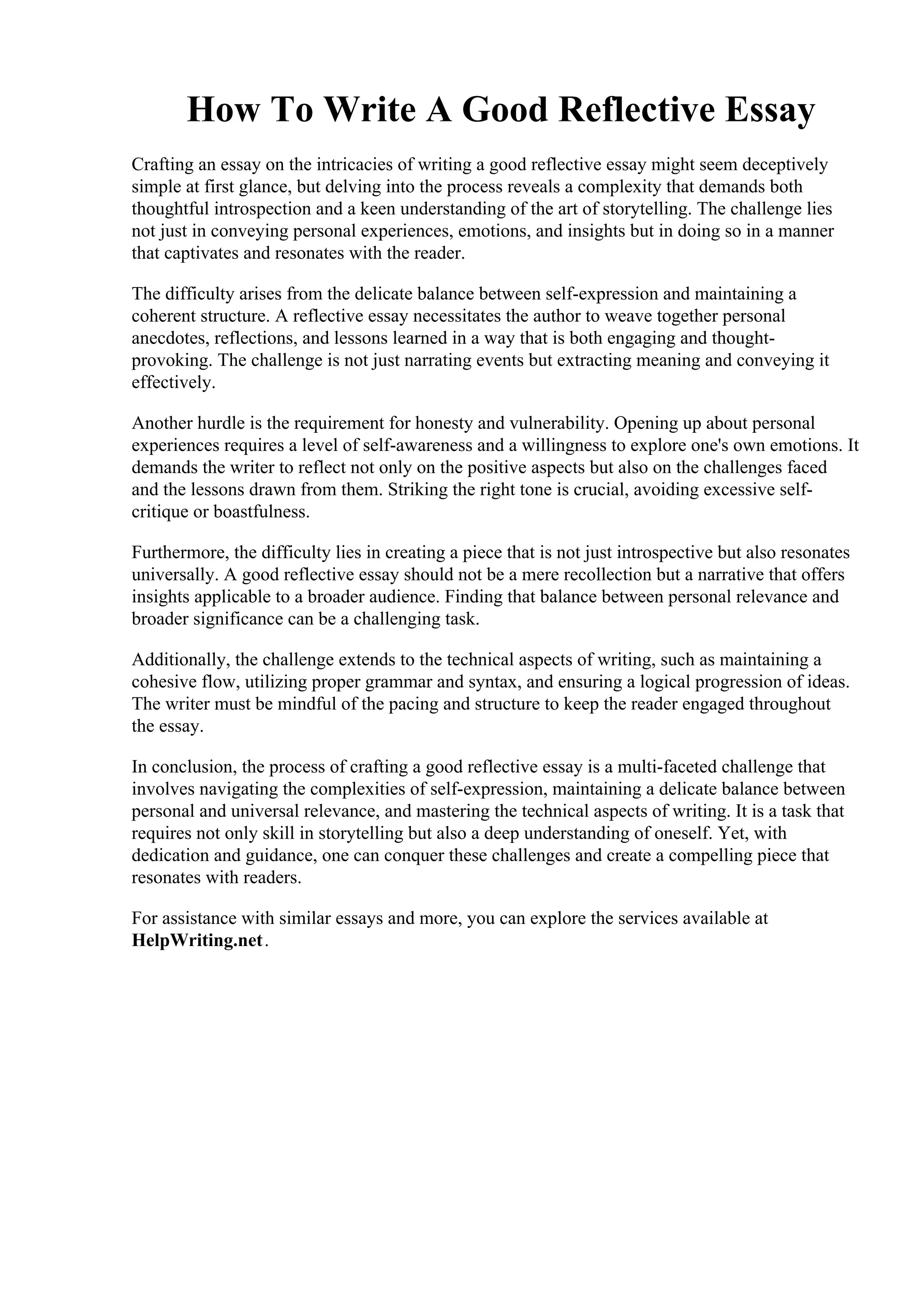 How To Write A Good Reflective Essay. 50 Best Reflective Essay Examples Topic Samples ᐅ ...