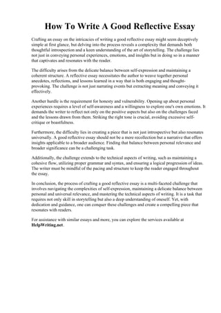 How To Write A Good Reflective Essay. 50 Best Reflective Essay Examples ...