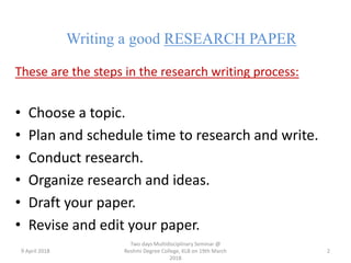 How to write a good research paper | PPT
