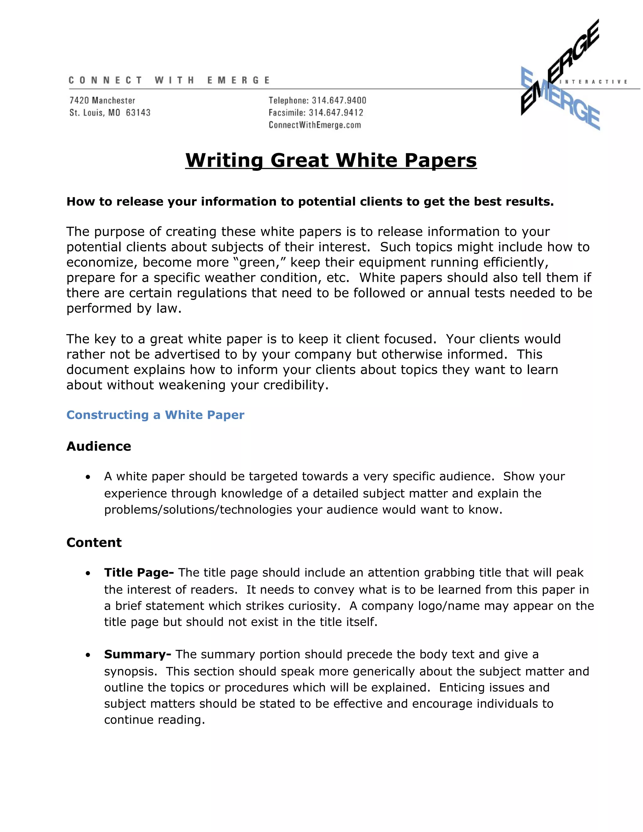 How to write a great white paper | DOC