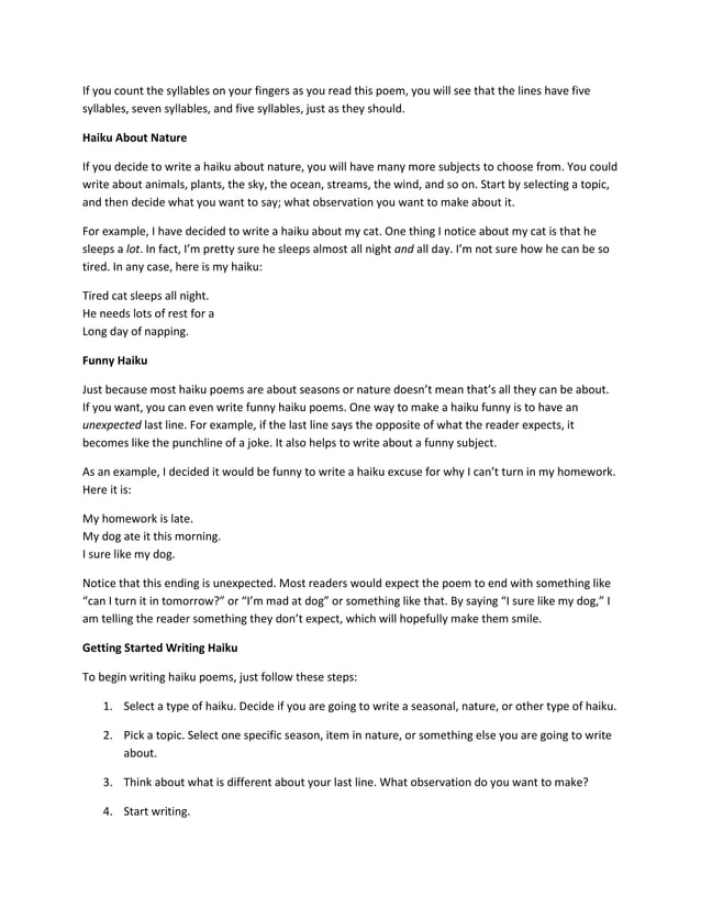 How to write a haiku | PDF