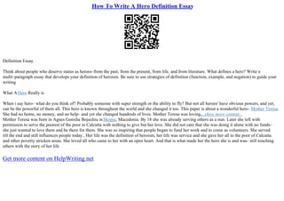How To Write A Hero Definition Essay | PPT