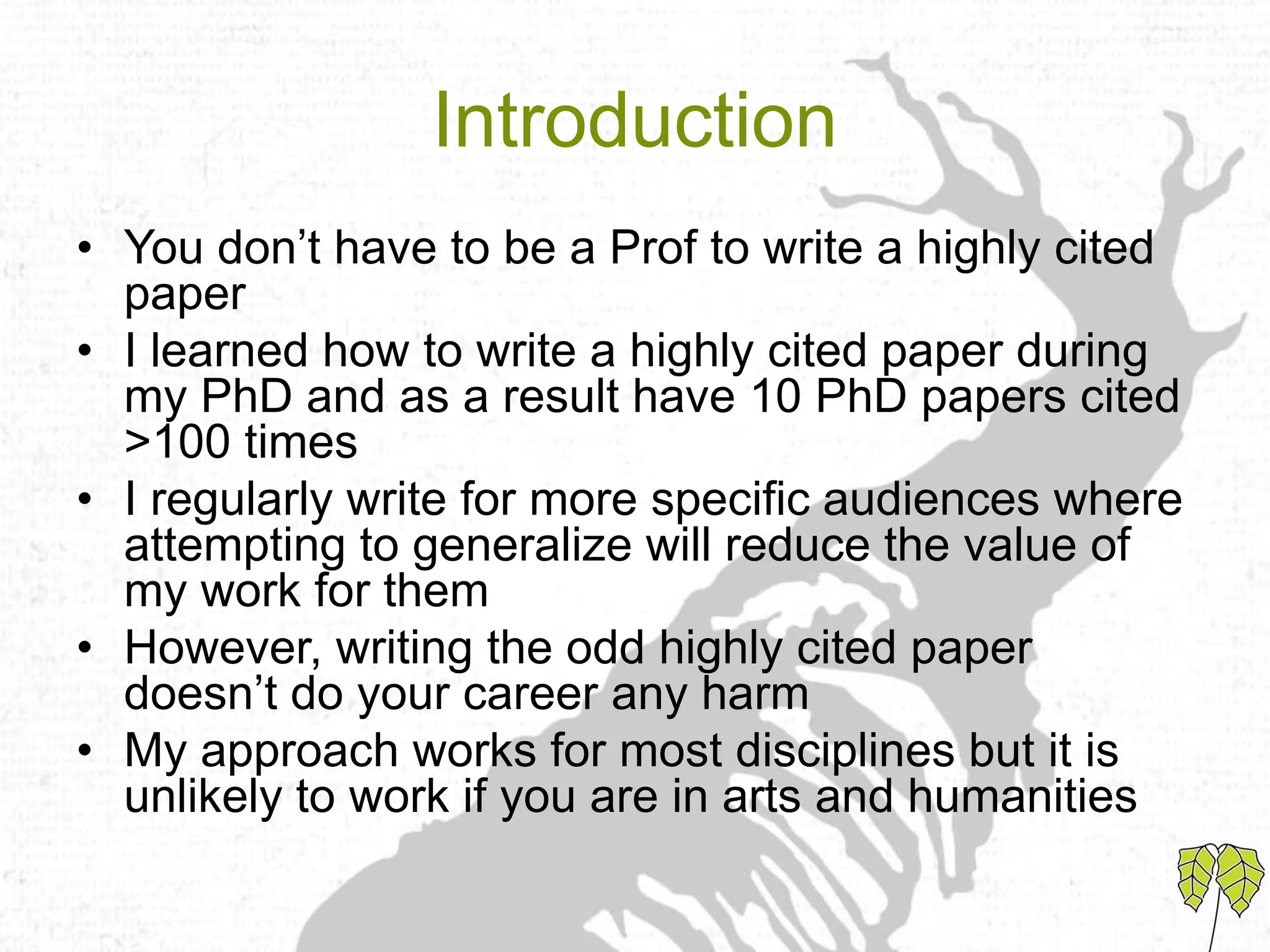 How to write a highly cited paper | PPTX