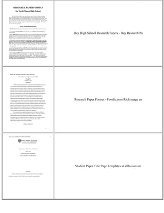 How To Write A High School Research Paper | PDF