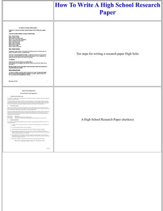How To Write A High School Research Paper | PDF