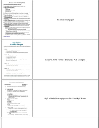 How To Write A High School Research Paper | PDF