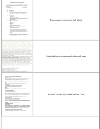 How To Write A High School Research Paper | PDF