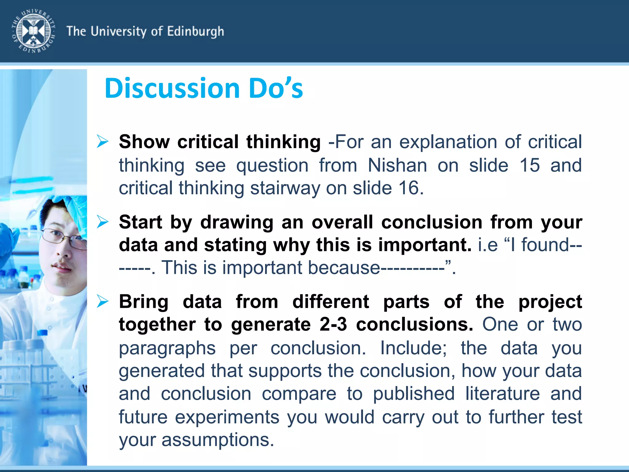 How to write a 1st class dissertation on a laboratory based honours ...