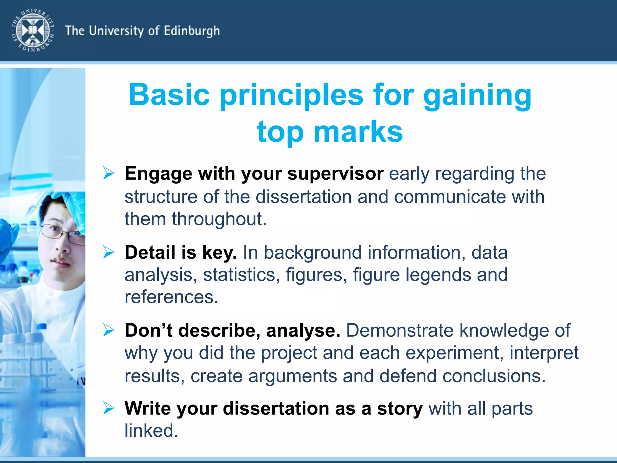 How to write a 1st class dissertation on a laboratory based honours ...