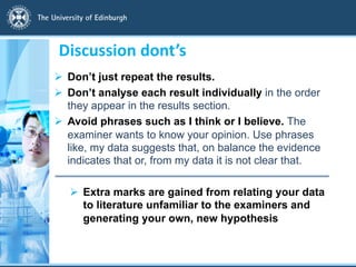 How to write a 1st class dissertation on a laboratory based honours project | PDF