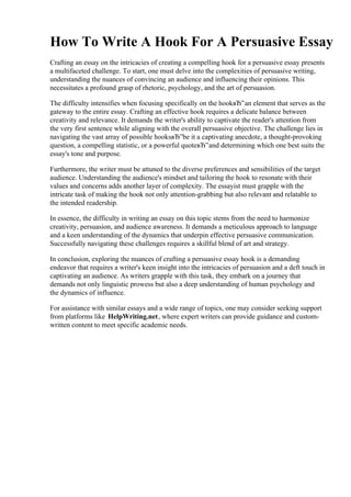 How To Write A Hook For A Persuasive Essay | PDF