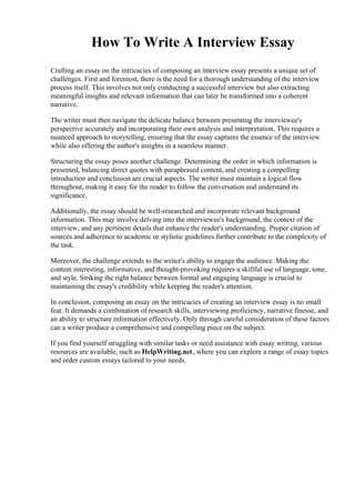 How To Write A Interview Essay | PDF | Homework and Study | Education