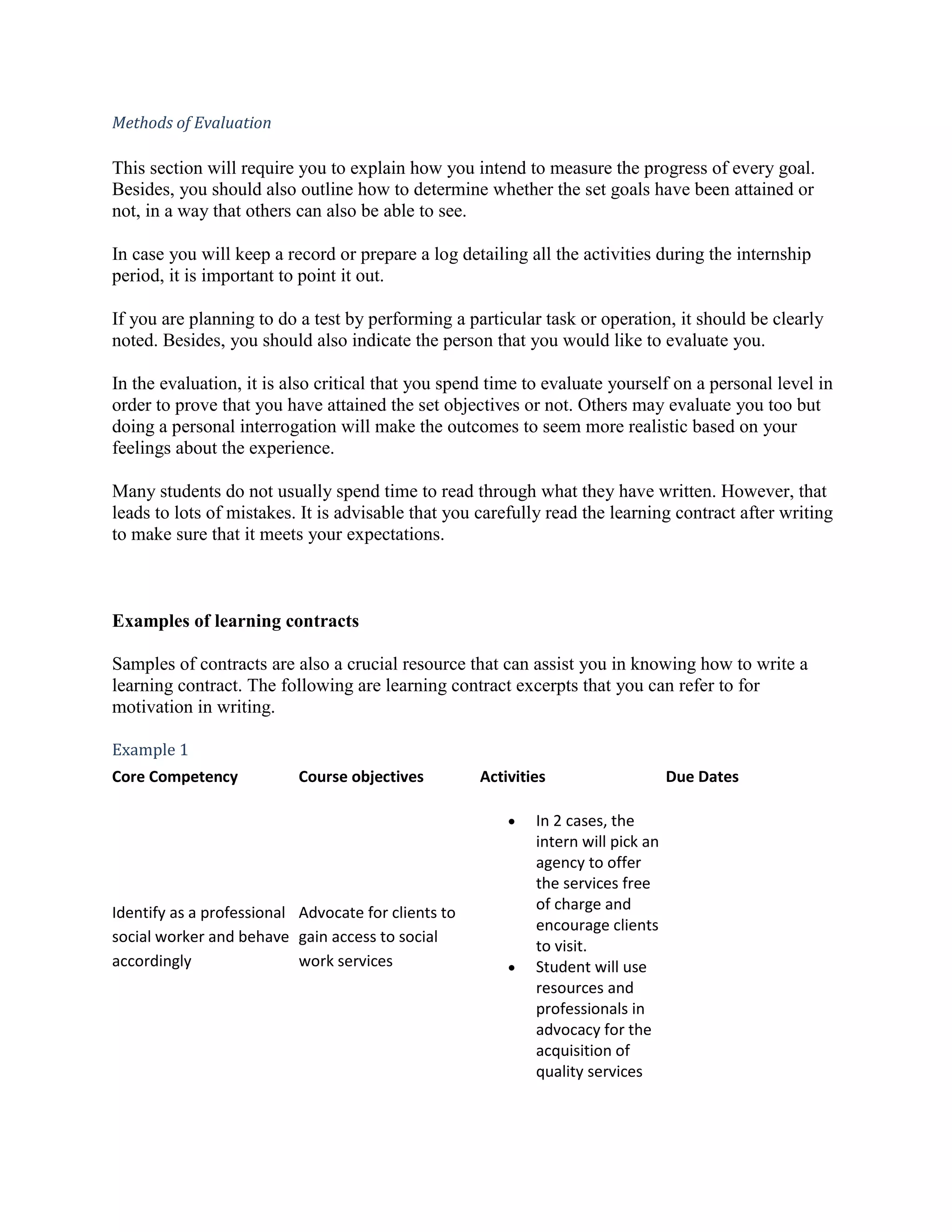 How to write a learning contract | PDF