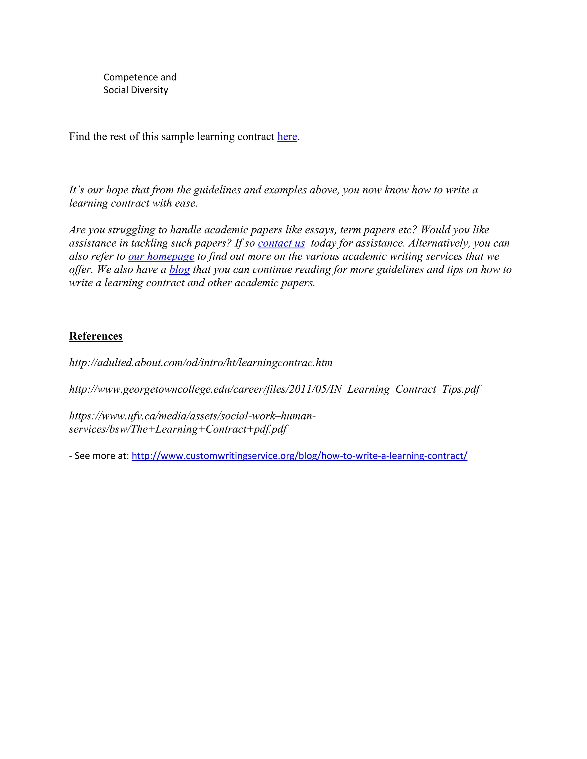 How to write a learning contract | PDF