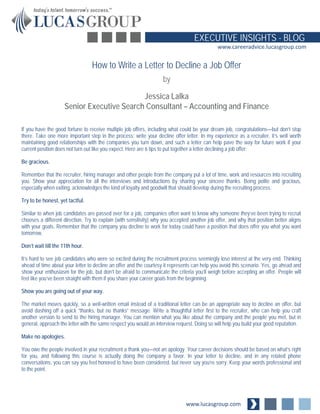 How to Write a Letter to Decline a Job Offer | PDF | Resume Writing and ...