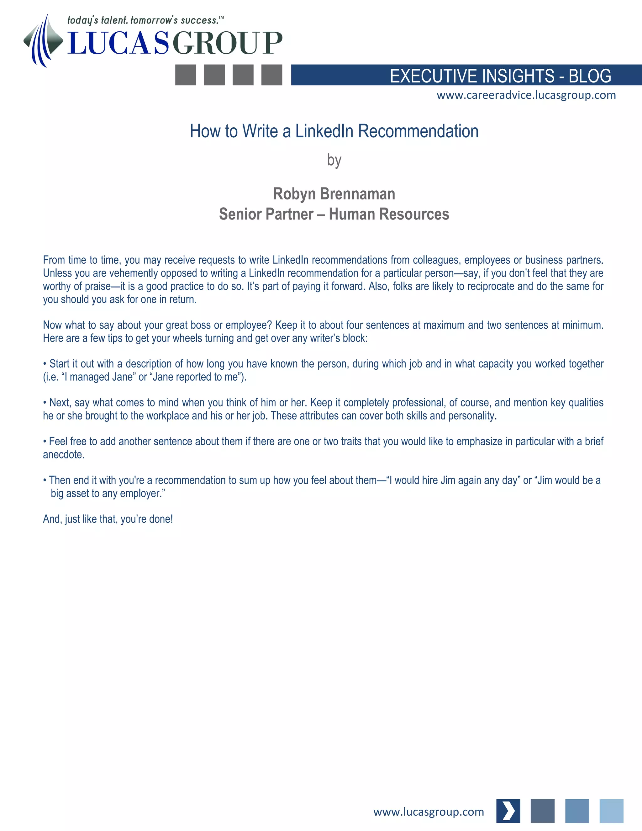 How to Write a LinkedIn Recommendation | PDF