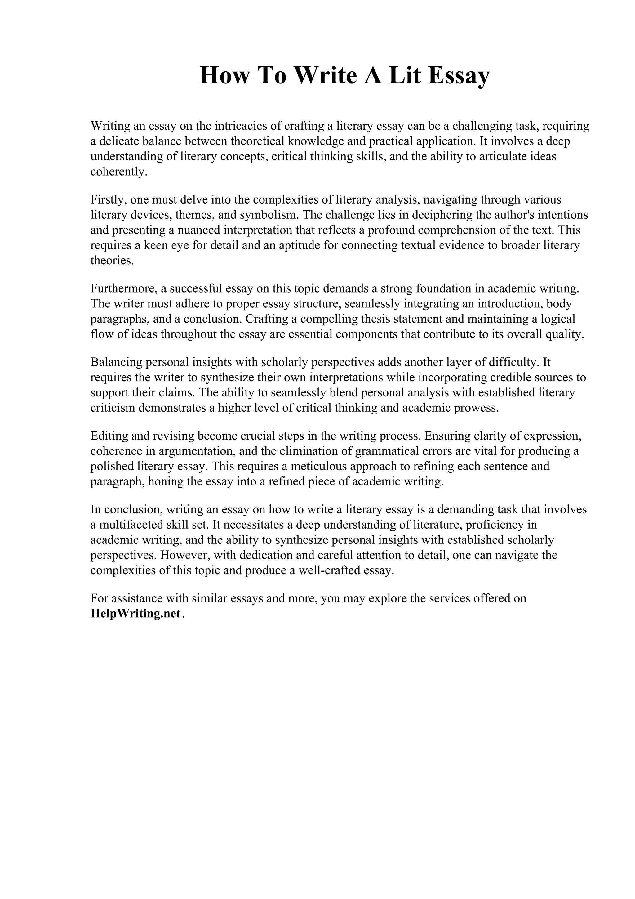 How To Write A Lit Essay. Renaissance Health Institute | PDF | Education