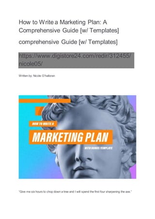 How to write a marketing plan a comprehensive guide [w templates] | PDF