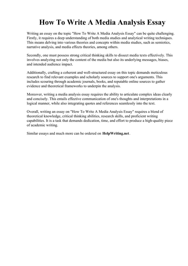 How To Write A Media Analysis Essay | PDF