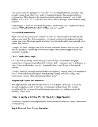 How to Write a Media Pitch_ Examples & Template | PDF