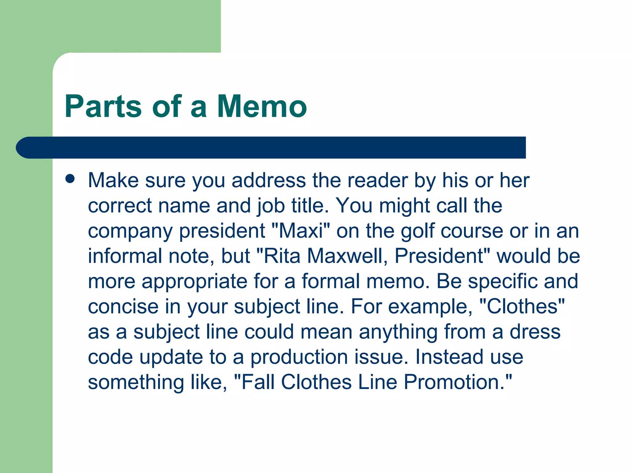 How To Write A Memo | PPT