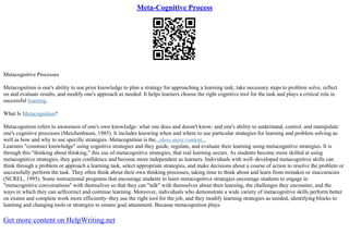 How To Write A Metacognitive Reflection | PDF